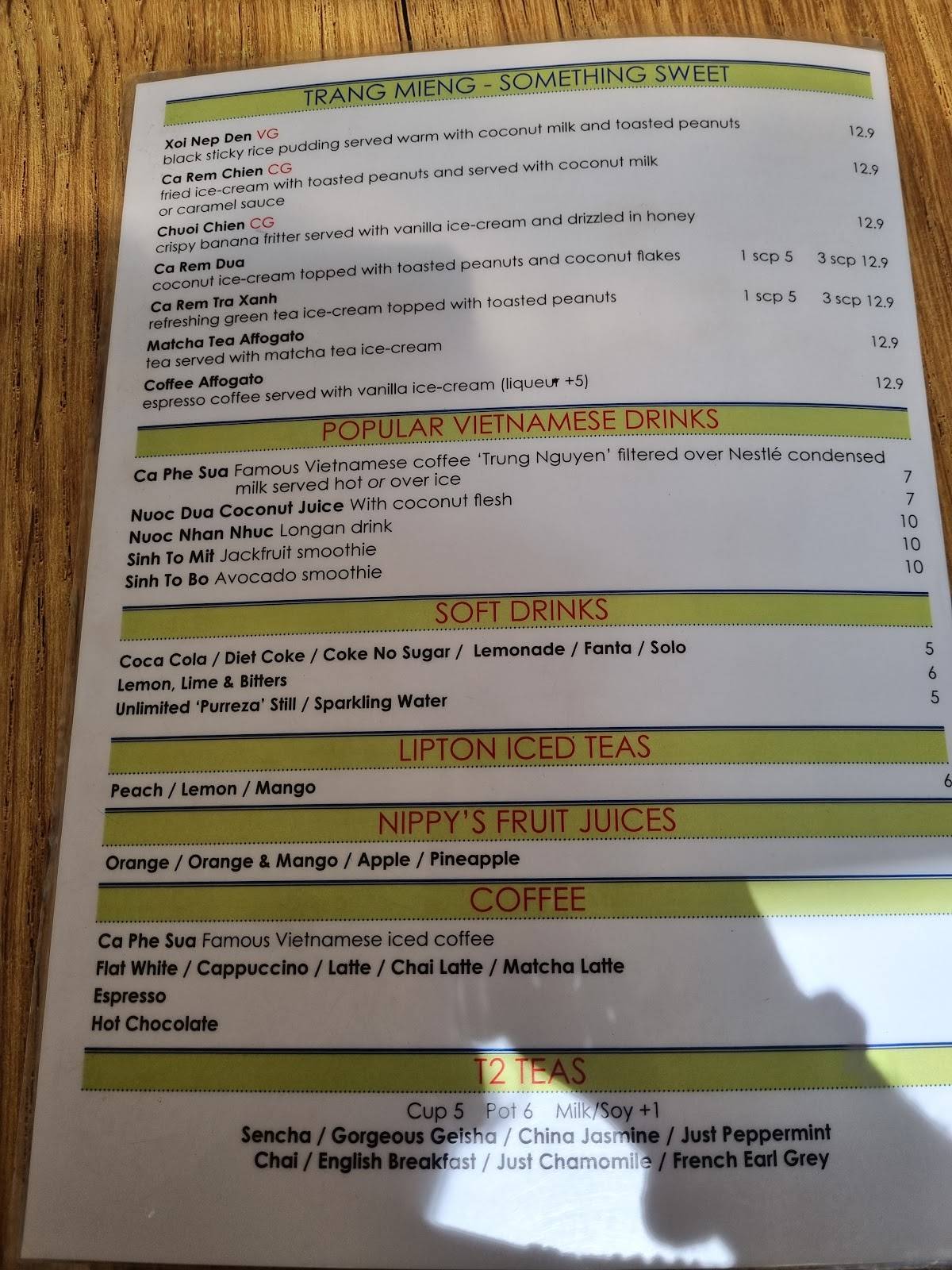 Menu at Green Tea House restaurant, Glenelg
