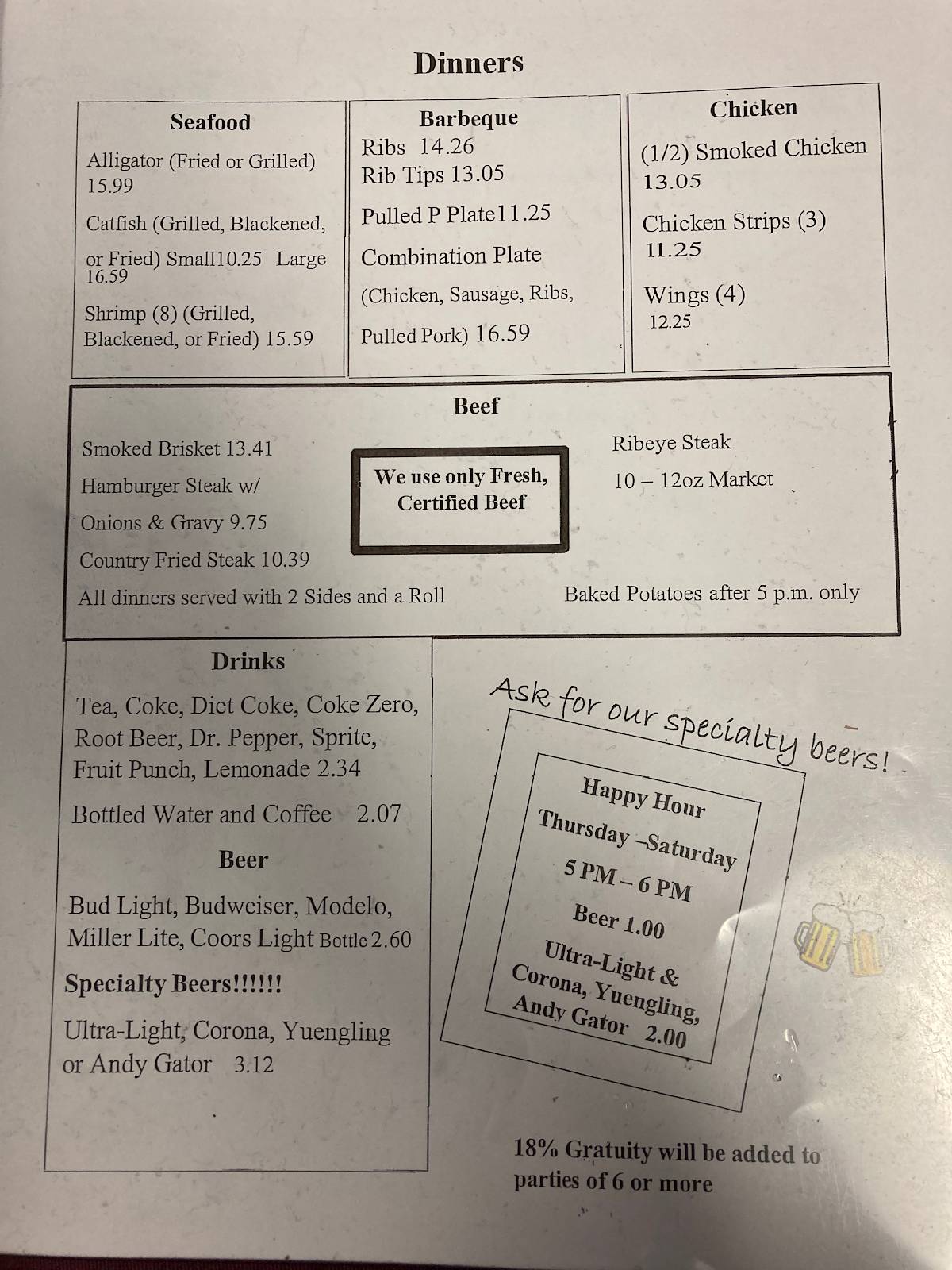 Menu at Cajun Shotgun House & BBQ, Greenville, S Martin Luther King Jr ...
