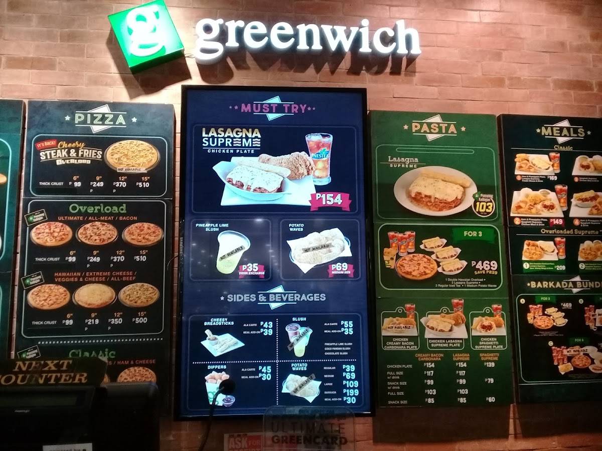Menu at Greenwich restaurant, Tacloban City, Level 1