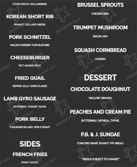 Menu at Grey Ghost Detroit pub & bar, Detroit