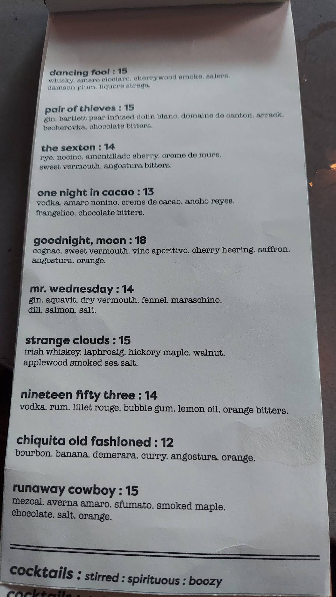 Menu at Grey Ghost Detroit pub & bar, Detroit