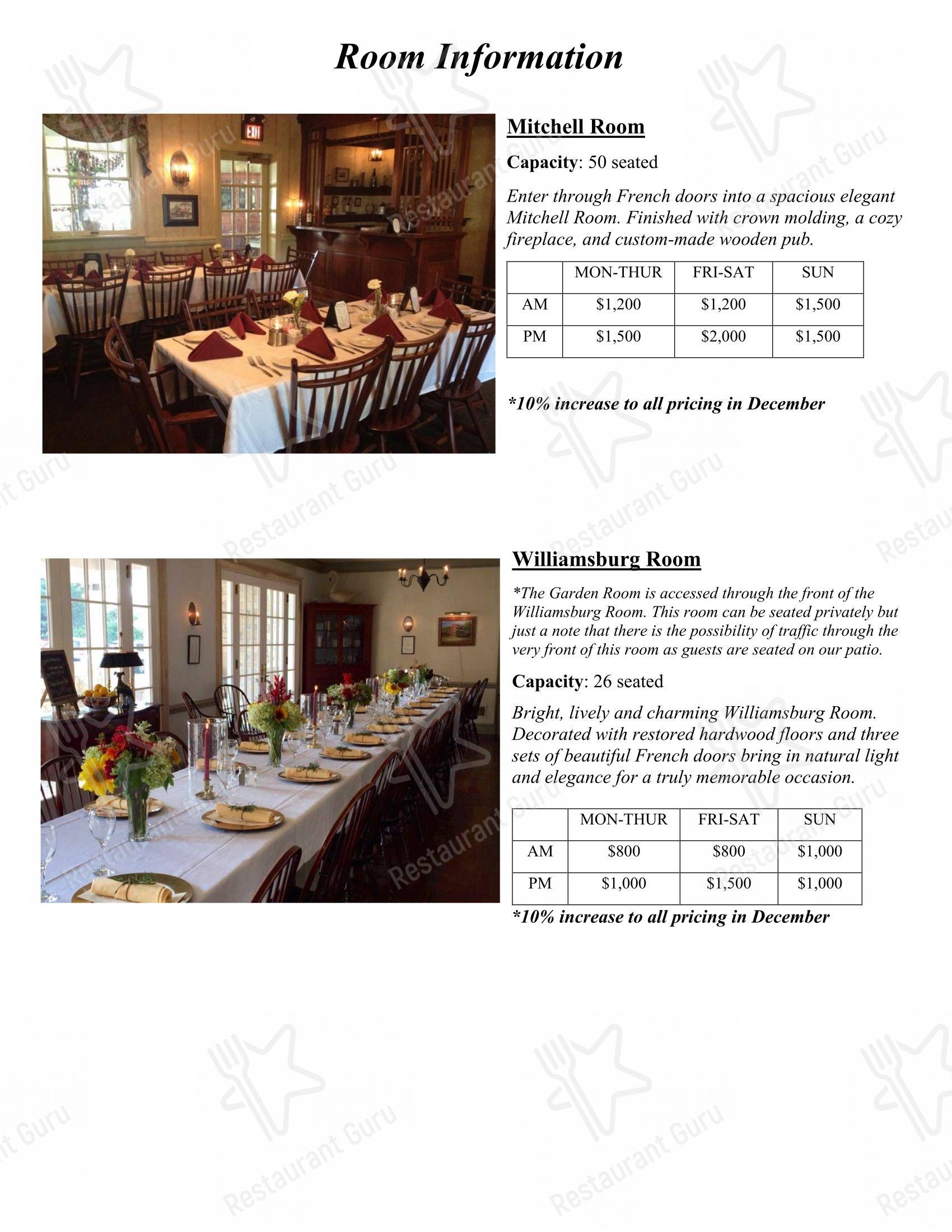 Menu at Greyhound Tavern restaurant, Fort Mitchell