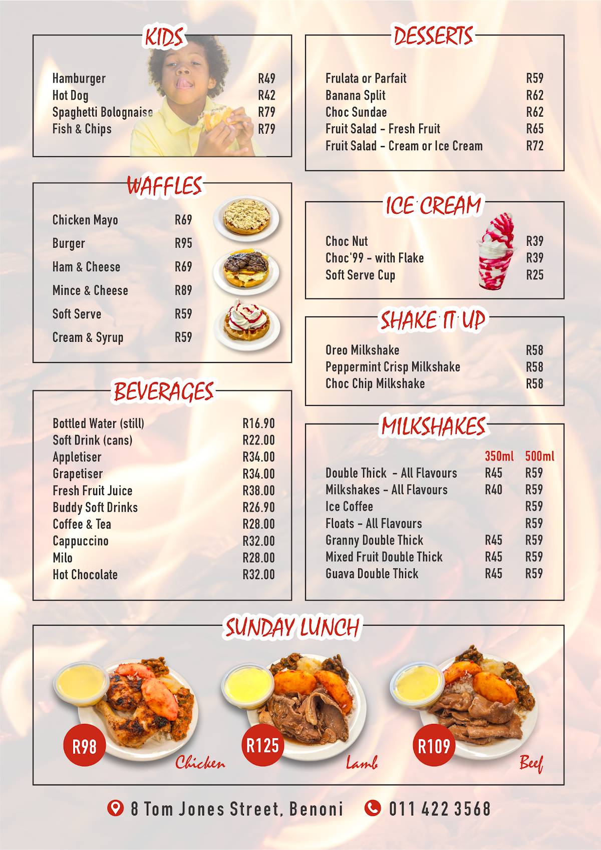 Menu at Grillo's Roadhouse restaurant, Boksburg