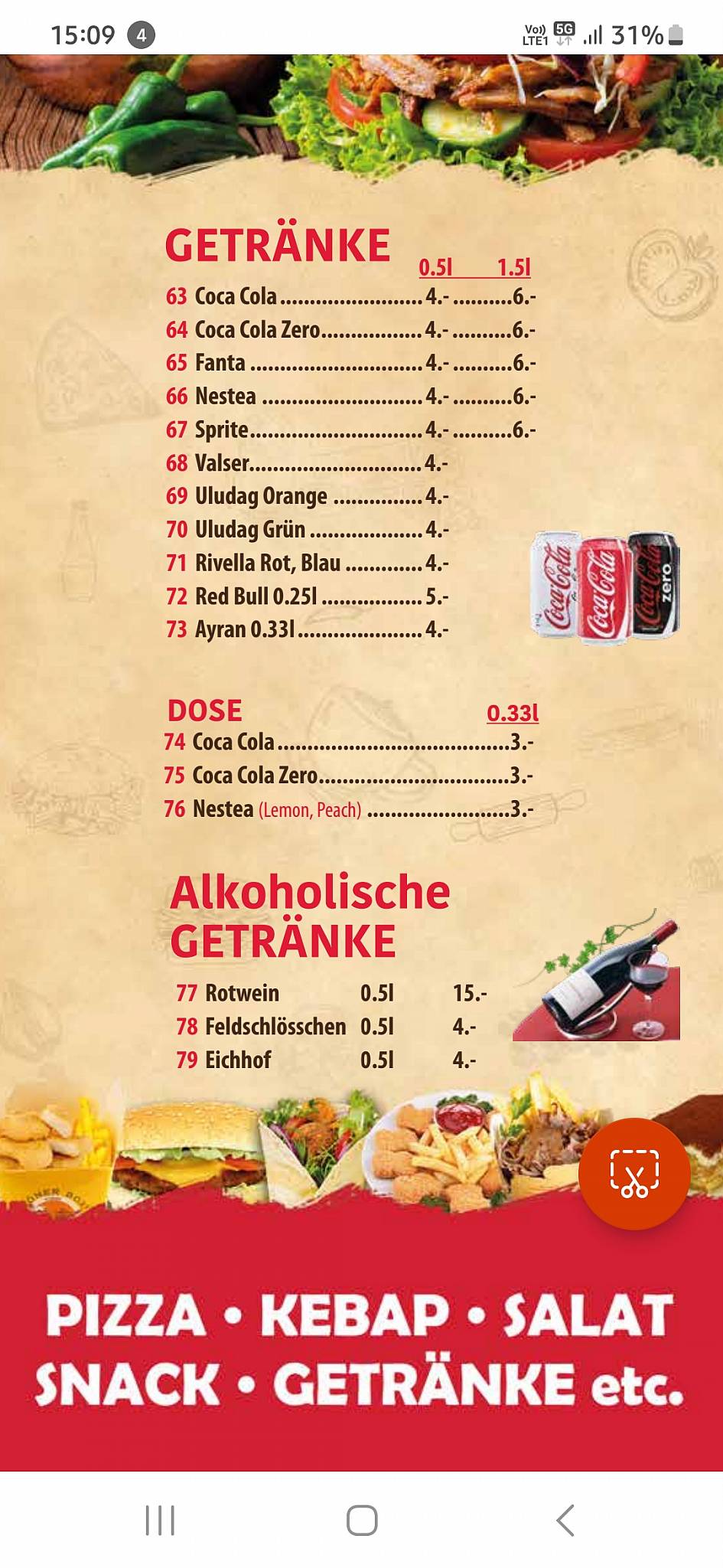 Speisekarte von My Imbiss, Grosswangen, Feldstrasse 2