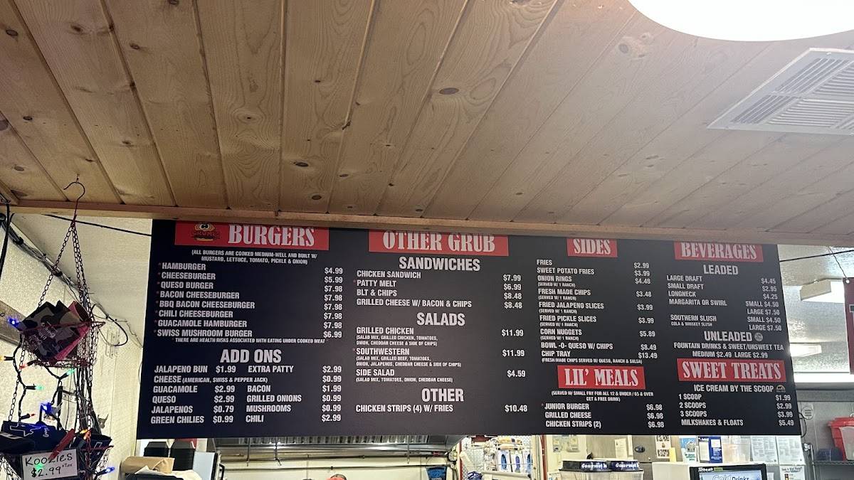 Menu at Grumps Burgers restaurant, Granbury, 3503 East US Hwy 377