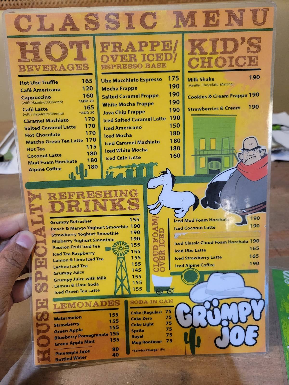 Menu at Grumpy Joe La Union restaurant, San Fernando, CCC Building