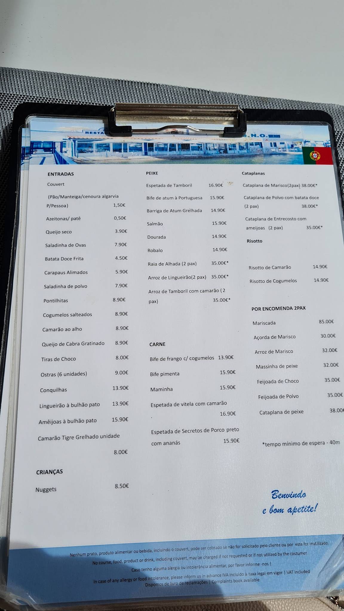 Menu em Grupo Naval de Olhão restaurante, Olhão