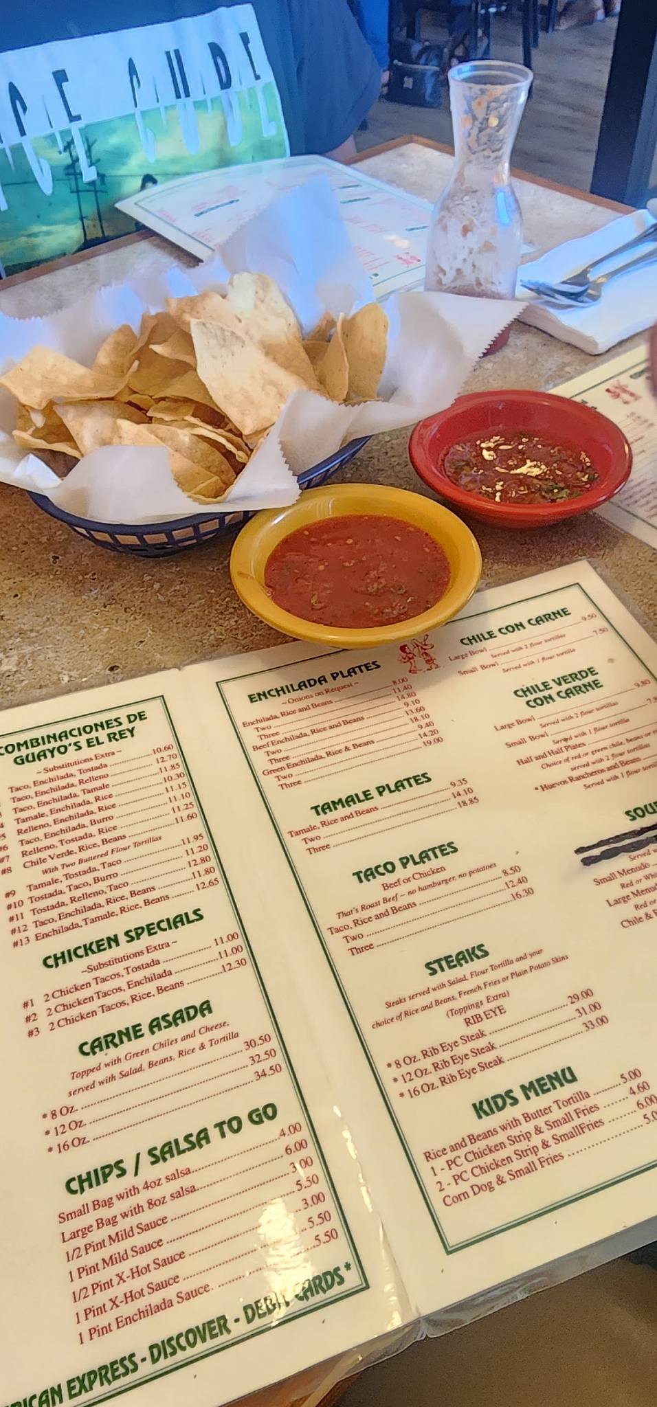 Menu at Guayo's El Rey restaurant, Miami, 716 Sullivan St