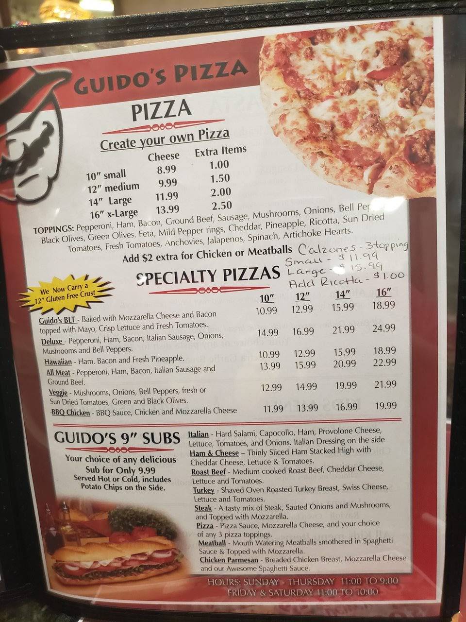 Menu at Guido's Pizza pizzeria, Prescott Valley, 150 AZ-69