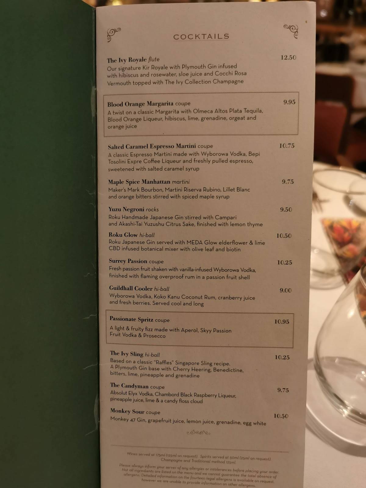 Menu at The Ivy Castle View restaurant, Guildford