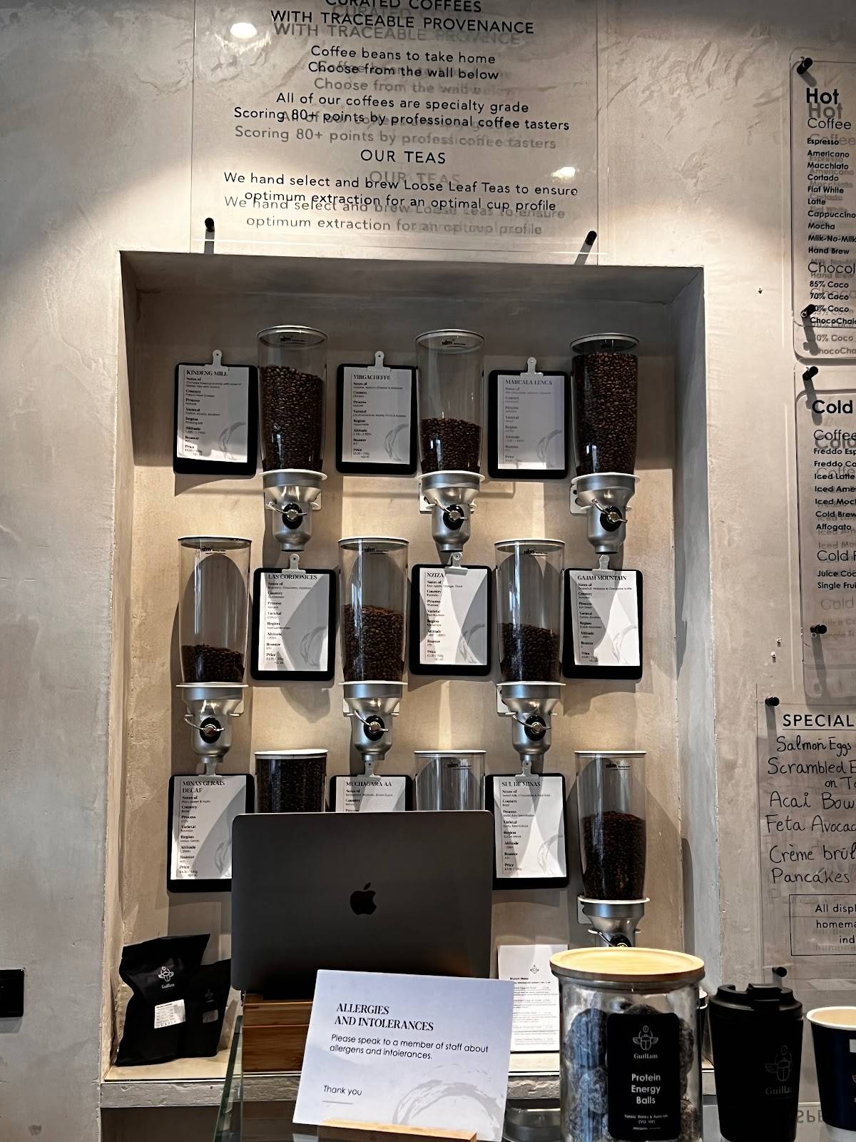 Menu at Guillam Coffee House, London, 24 Gloucester Rd