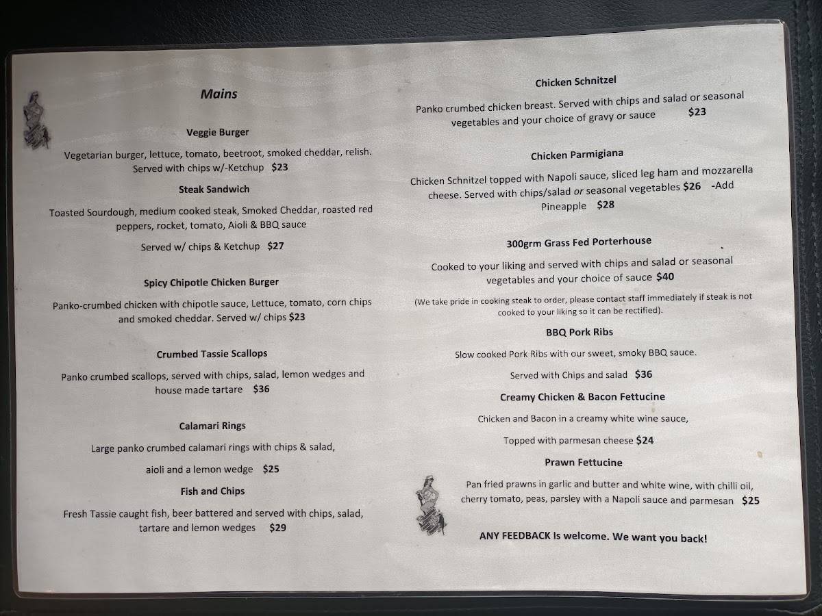Menu at Gunners Arms Tavern pub & bar, Launceston