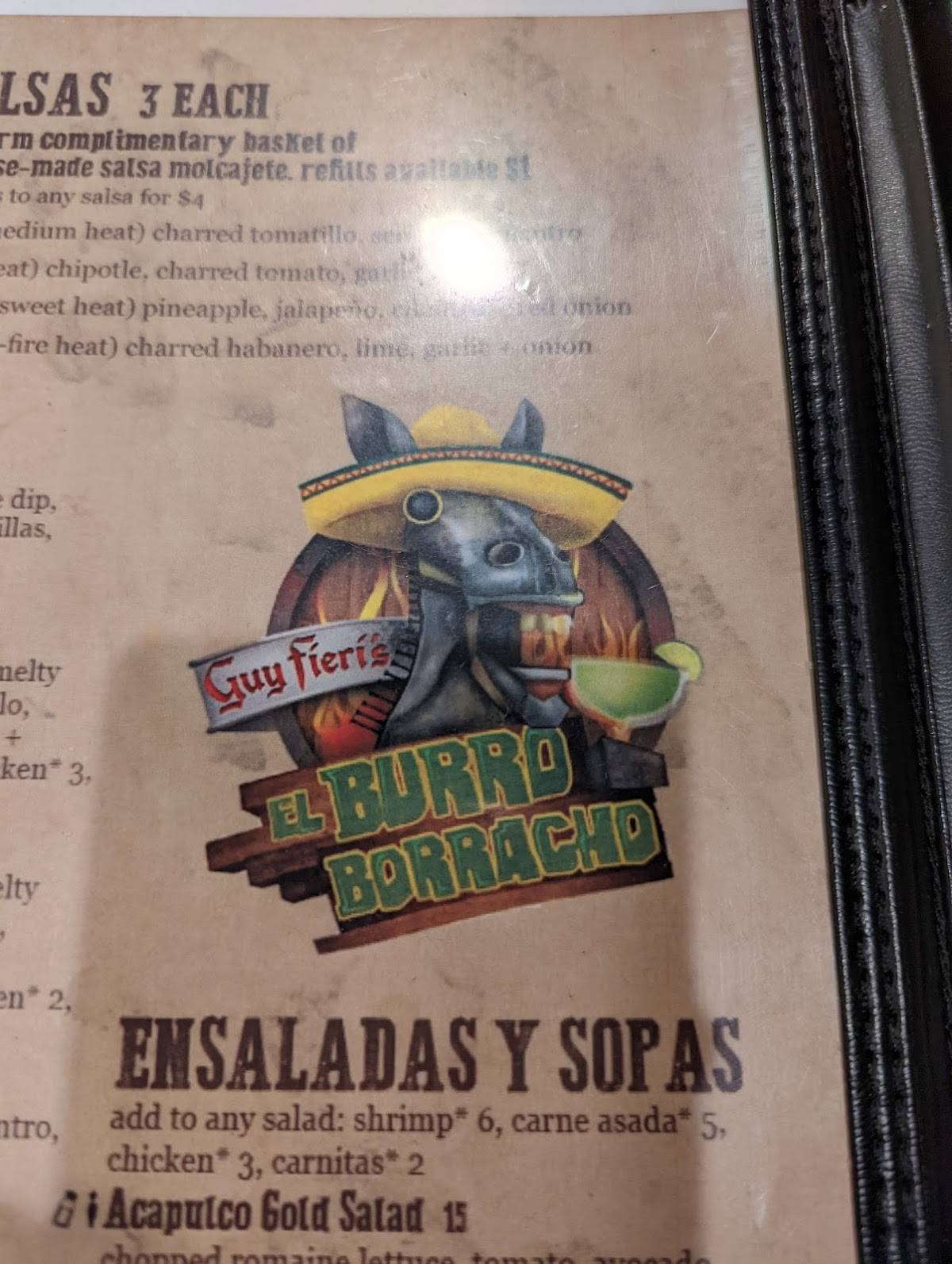 Carta del restaurante Guy Fieri's El Burro Borracho, Laughlin