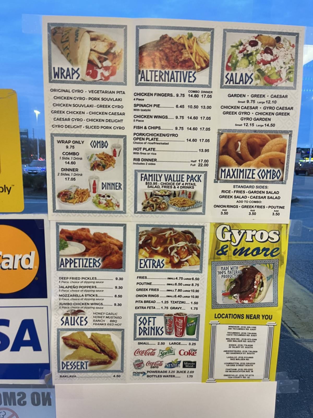 Menu at Gyros & More Lasalle restaurant, LaSalle, Malden Rd