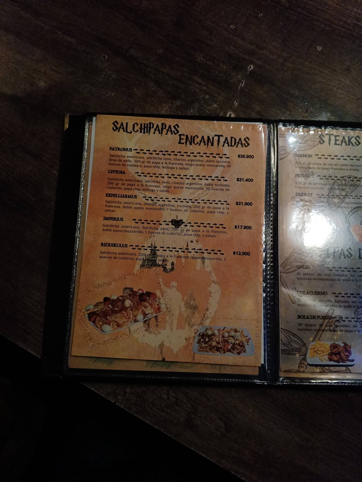 Carta del restaurante HOGWARTS BURGER, Bogotá