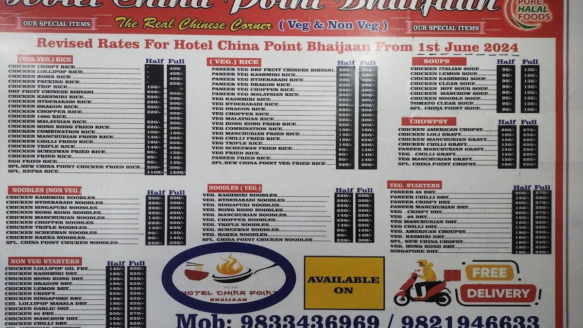 Menu at HOTEL CHINA POINT, Mumbai