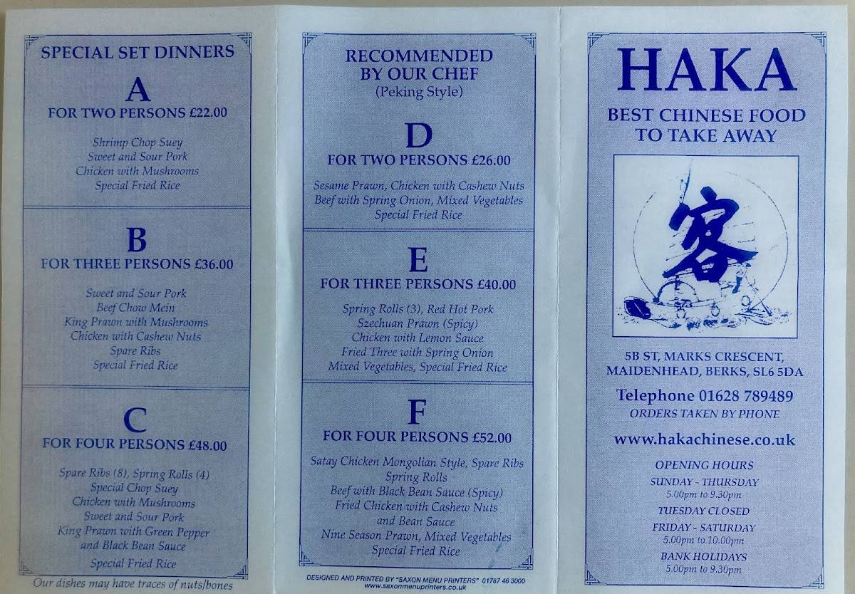 Menu at Haka fast food, Maidenhead