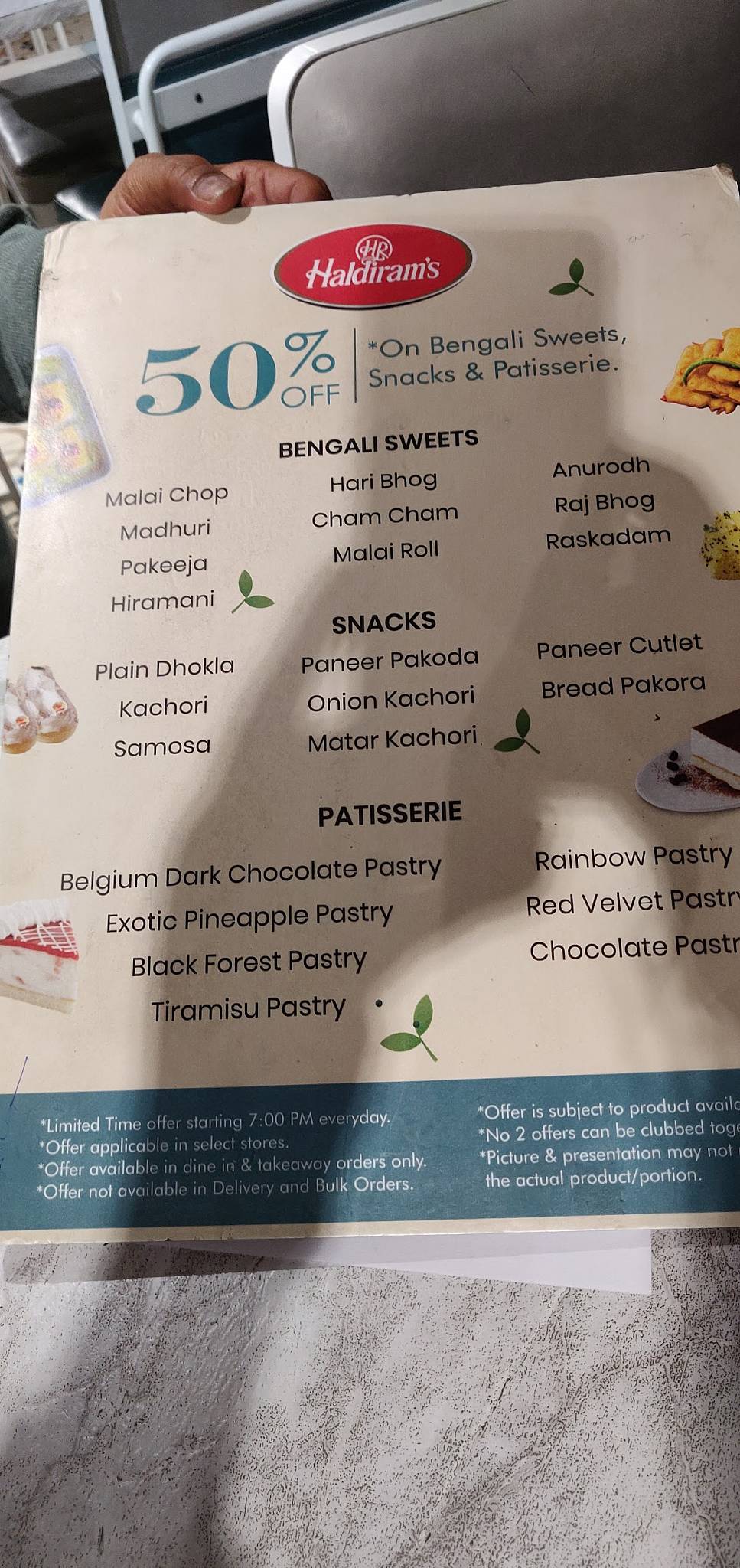Menu at Haldiram's - Preet Vihar, New Delhi