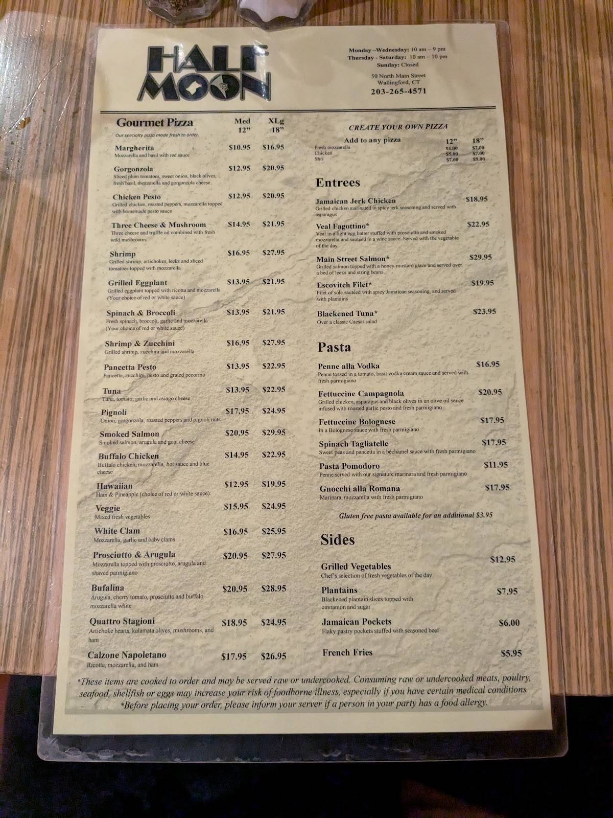 Menu at Half Moon Coffee & Grille Cafe, Wallingford