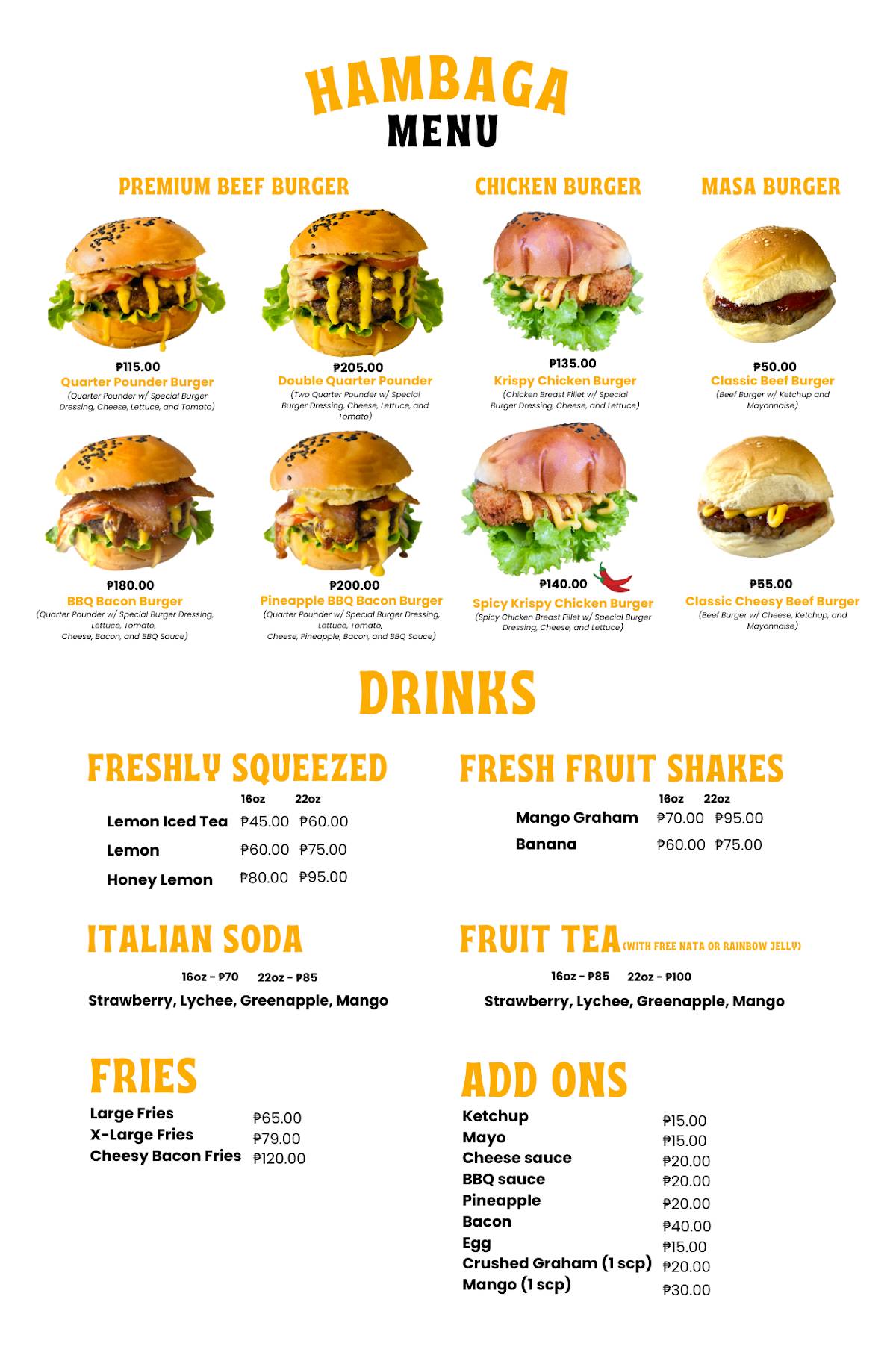 Menu at Hambaga restaurant, Antipolo