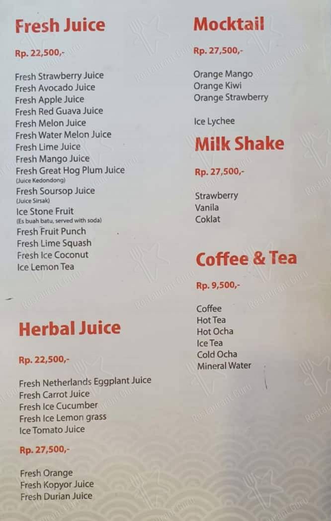 Menu at Hanamasa restaurant, Bandung, Jl. Ir. H. Juanda No.48