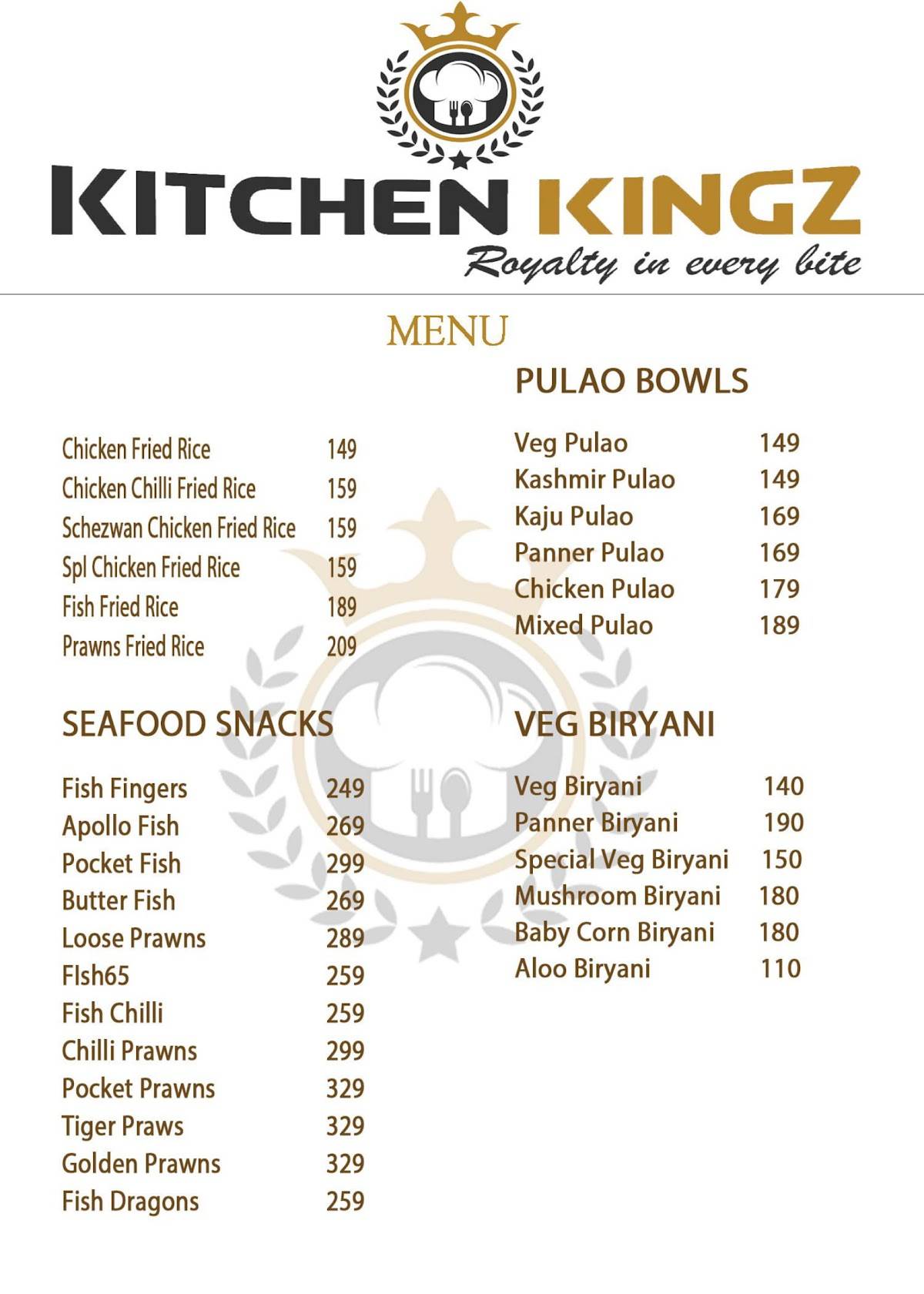 Menu at Kitchen Kingz, Warangal