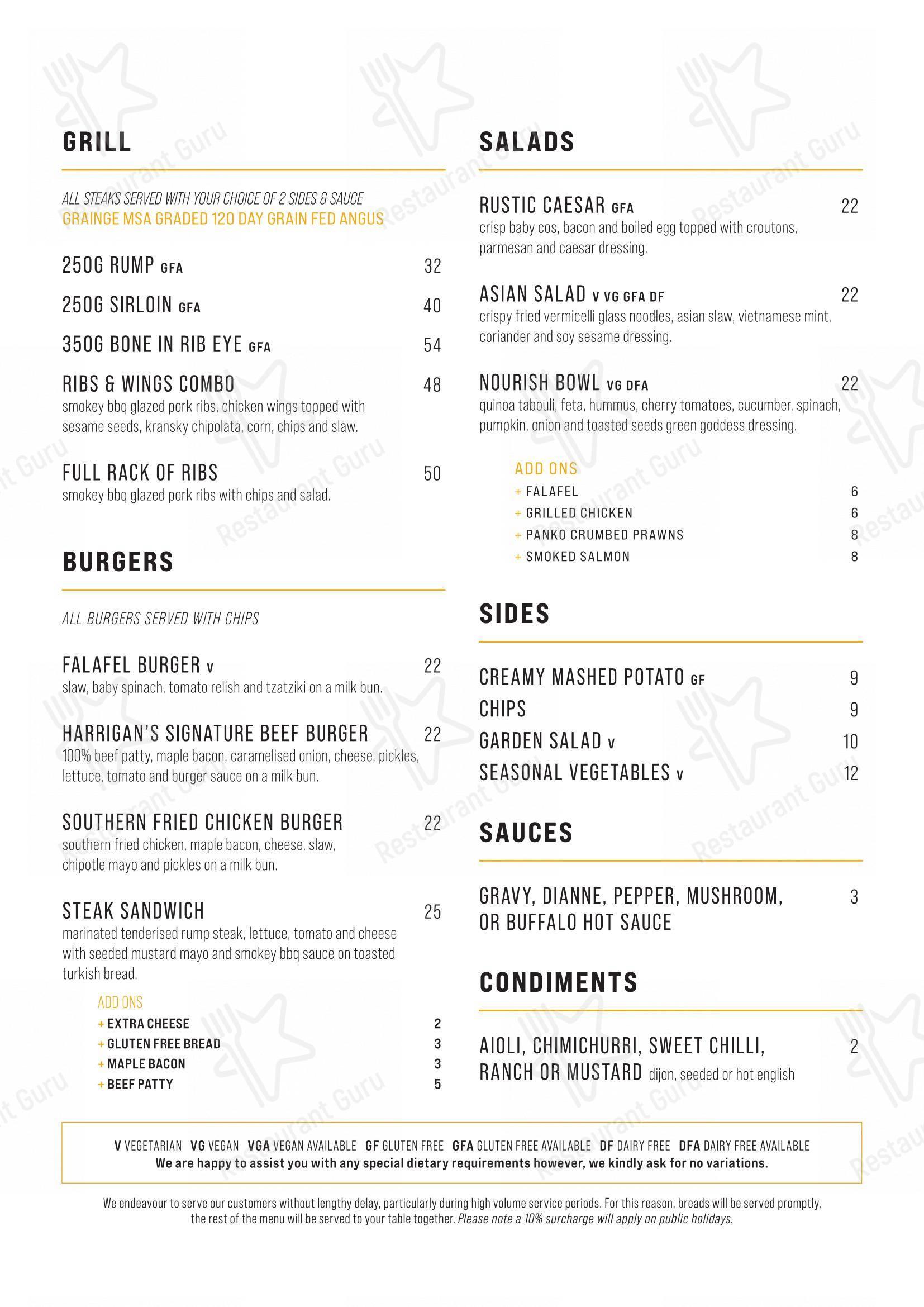 Menu at Harrigan's Cameron Park pub & bar, Cameron Park