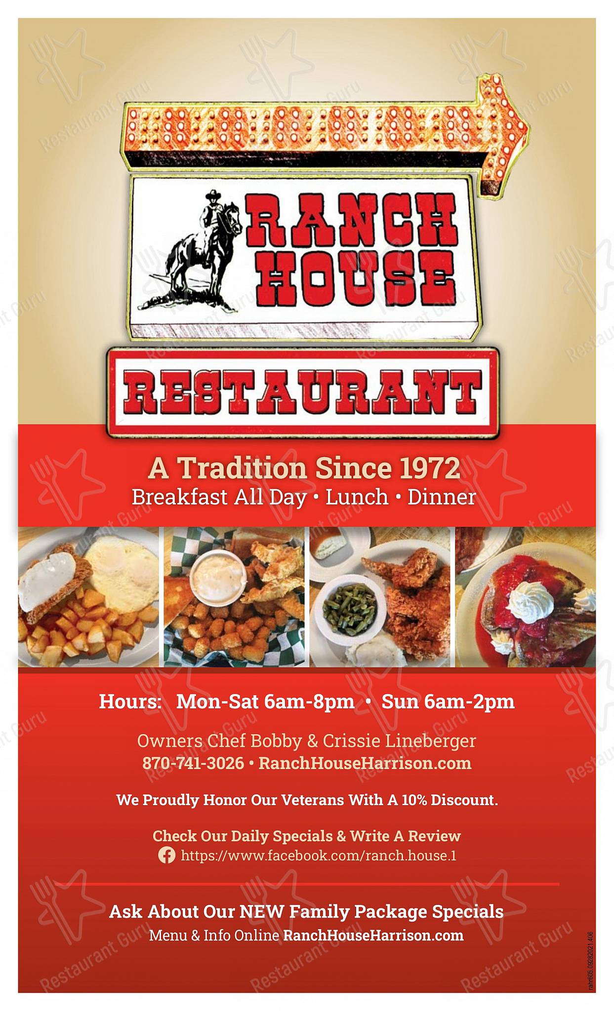 Menu at Ranch House Restaurant, Harrison