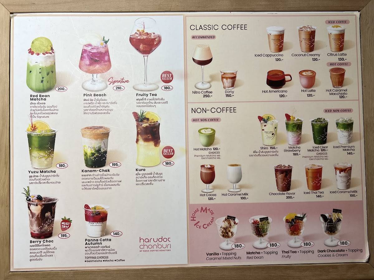 Carta del café Harudot Chonburi by Nana Coffee Roasters, Bang Pla Soi