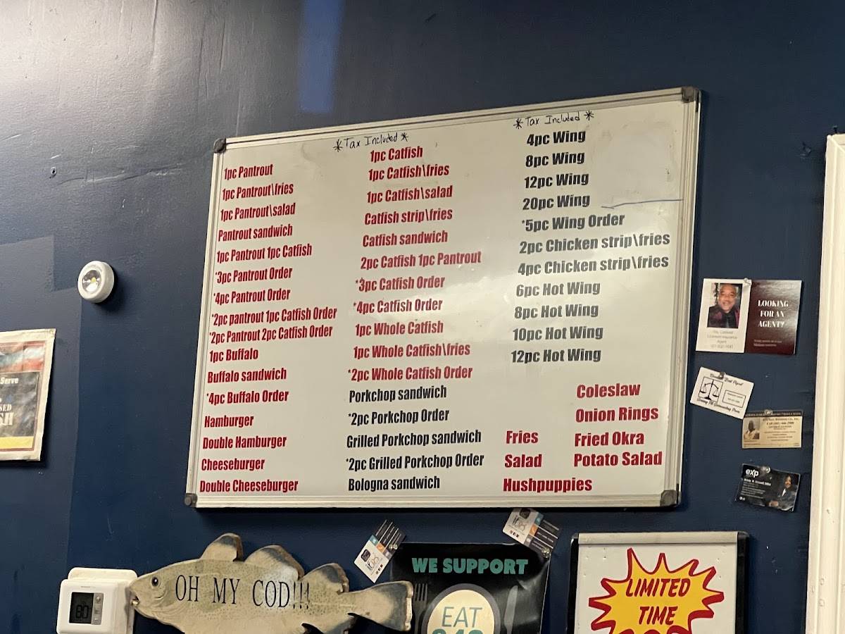 Menu at Harveys fish house restaurant, Brandon