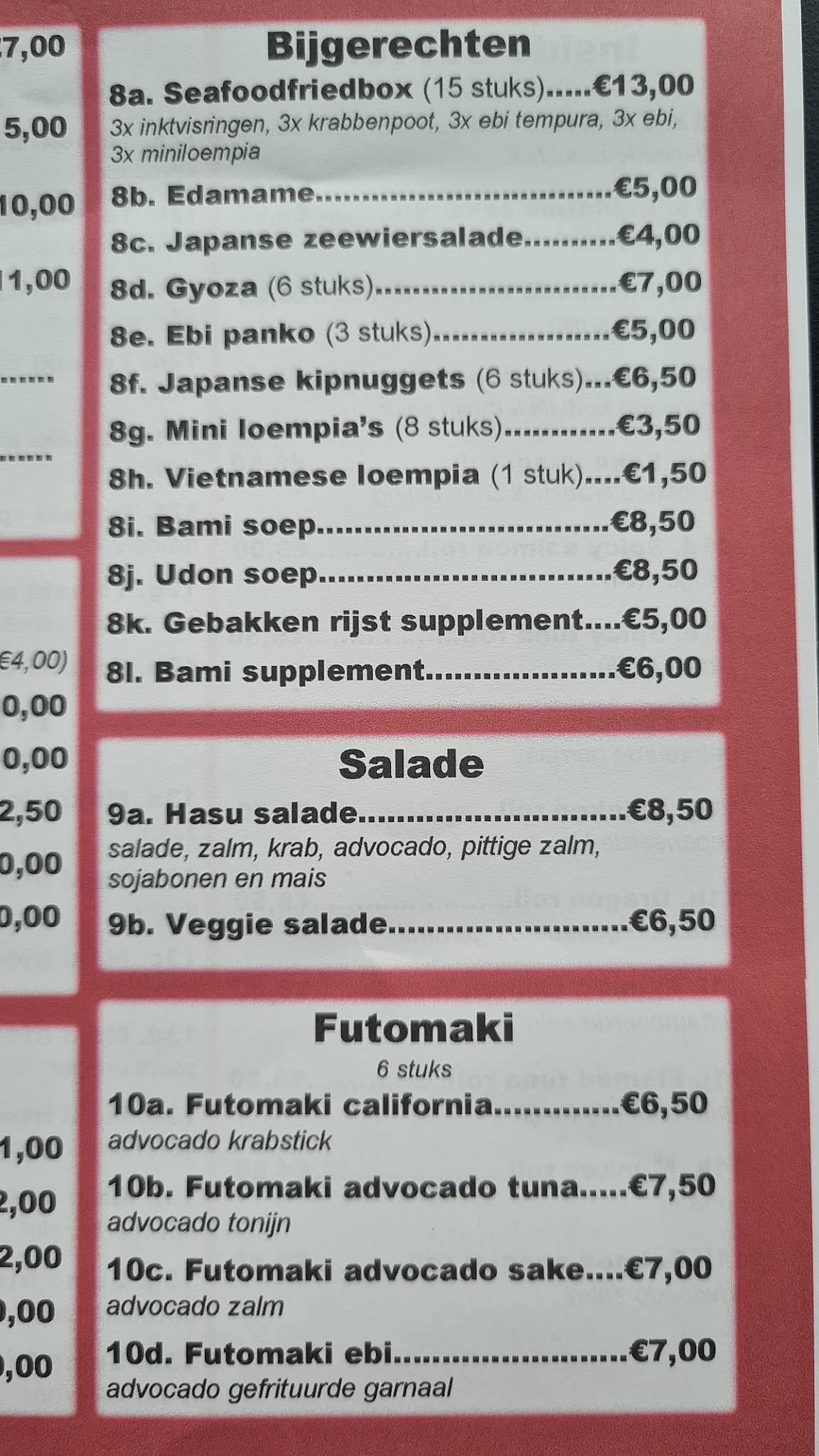 Menu at Hasu, Bree