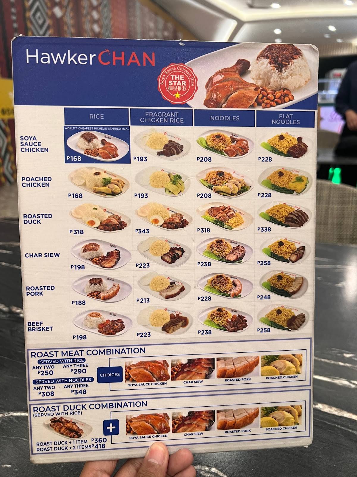 Carta del restaurante Hawker Chan SM Baguio, Baguio