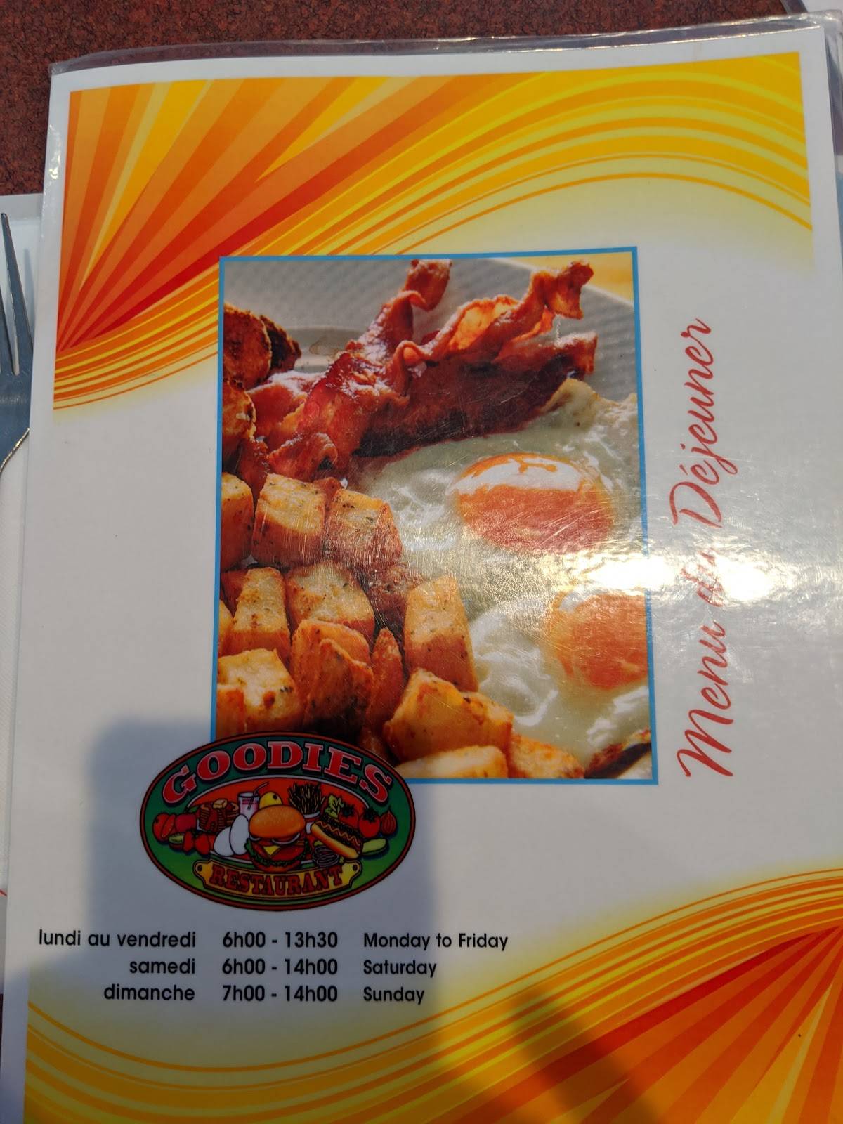 Menu au Goodies Restaurant, Hawkesbury