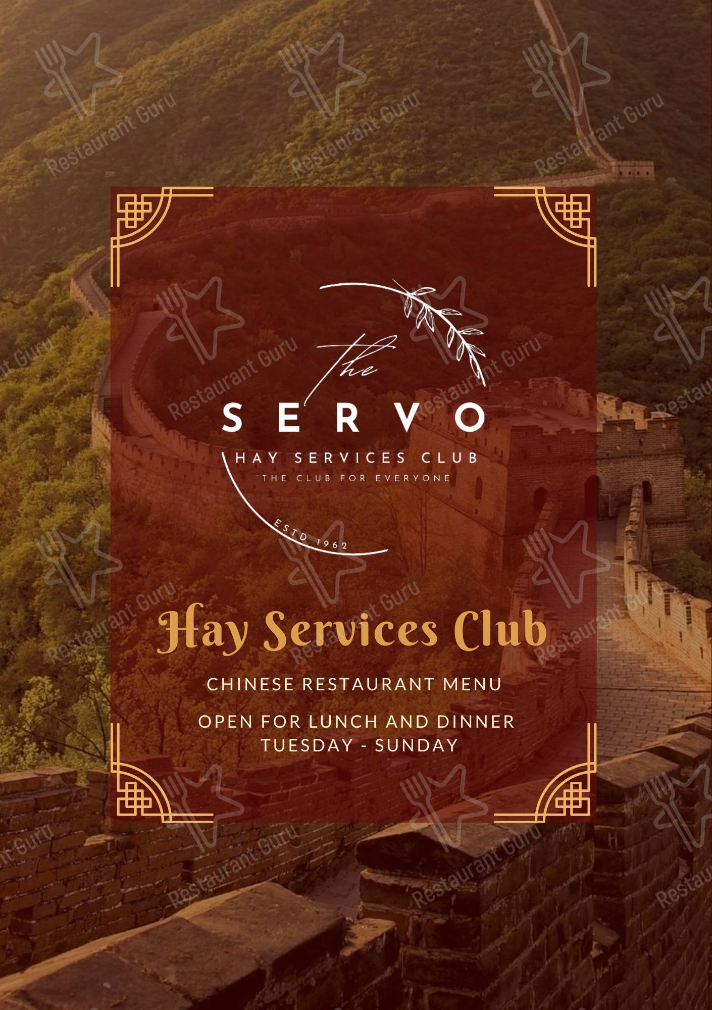Menu at Hay Services Club Asian Cuisine, Hay