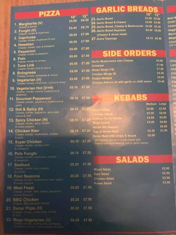 Carta de Haydon Bridge Fish & Chip, Grill House & Pizzeria, Haydon Bridge