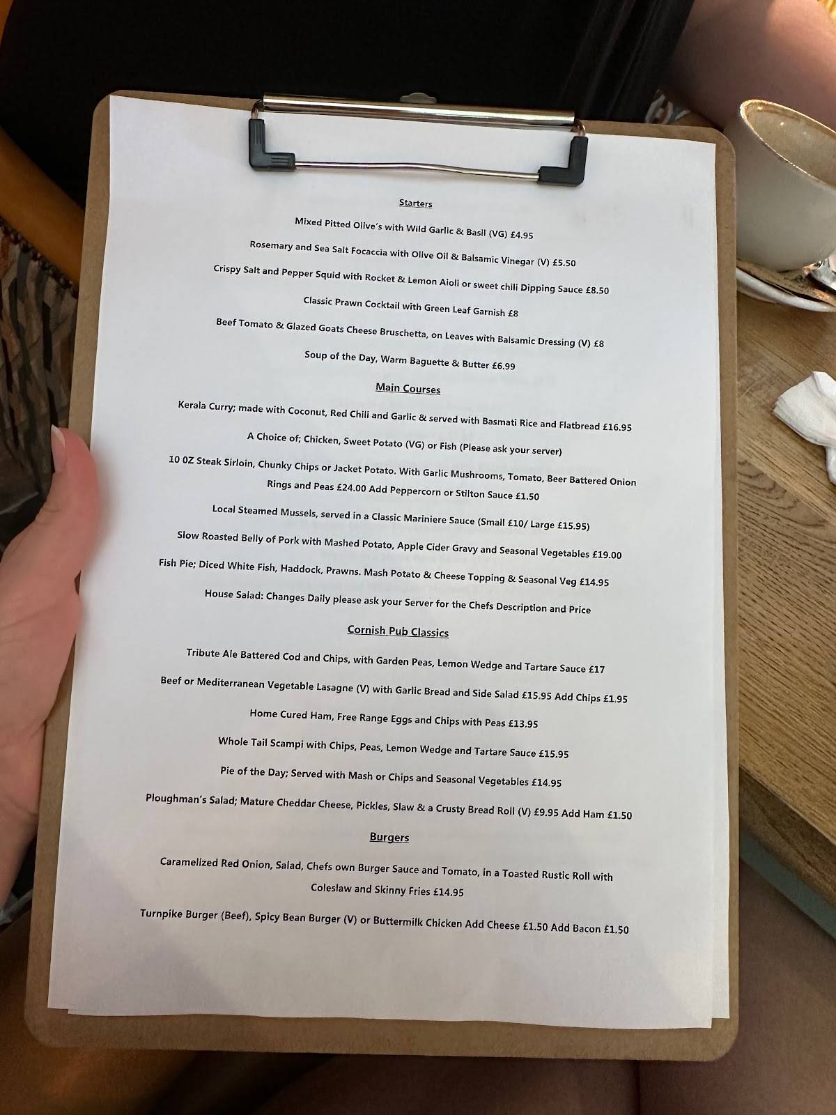 Menu at Turnpike Inn pub & bar, Hayle