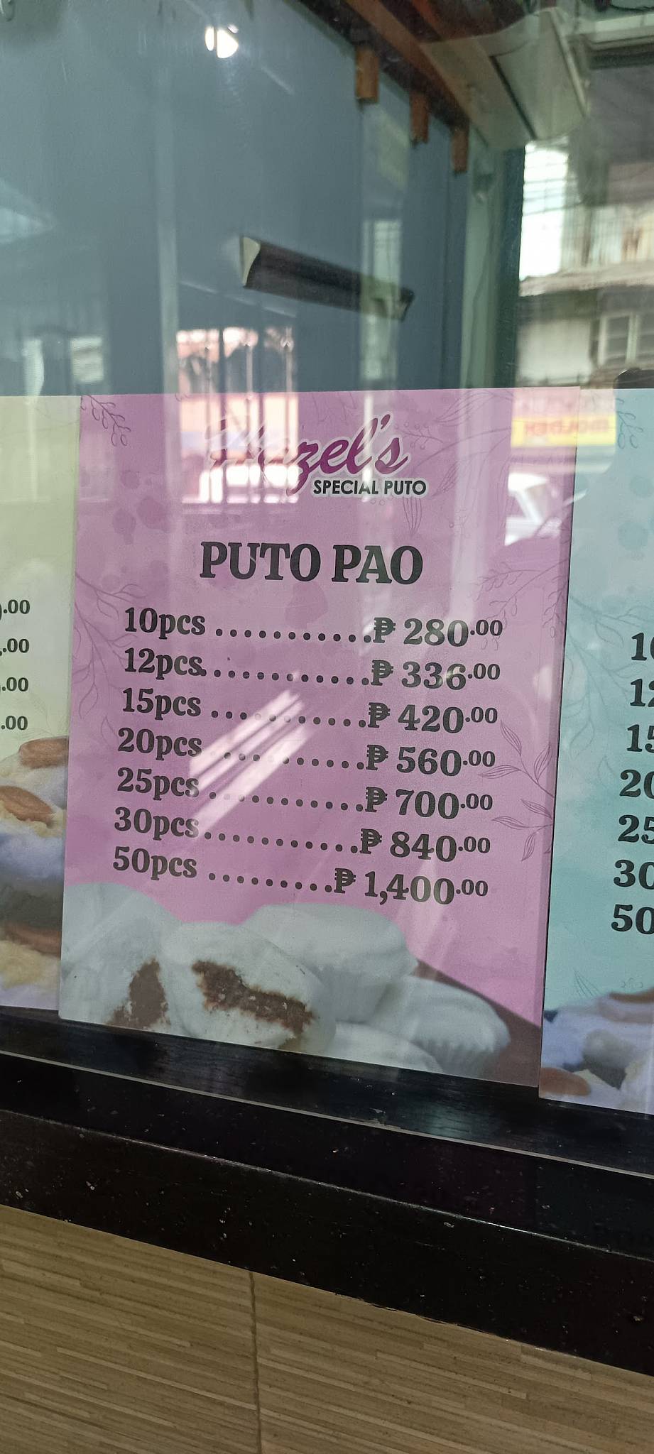 Menu at Hazel's Special Puto, Malabon