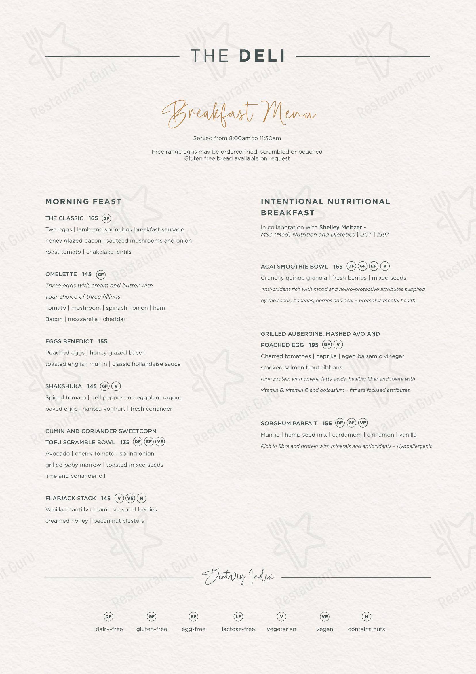 Menu at Hazendal Wine Estate cafe, Stellenbosch