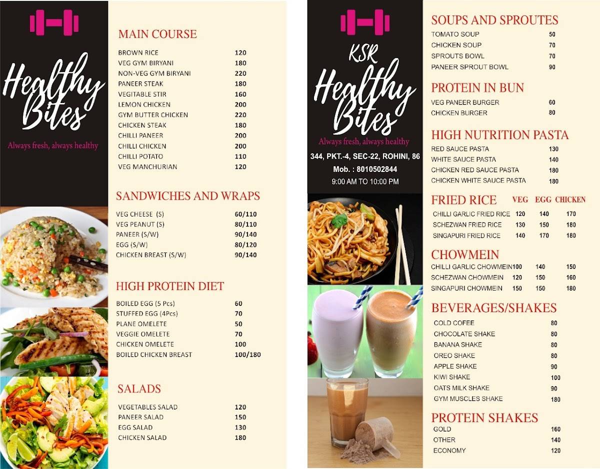Menu at Healthy Bites, New Delhi, 344 ground floor
