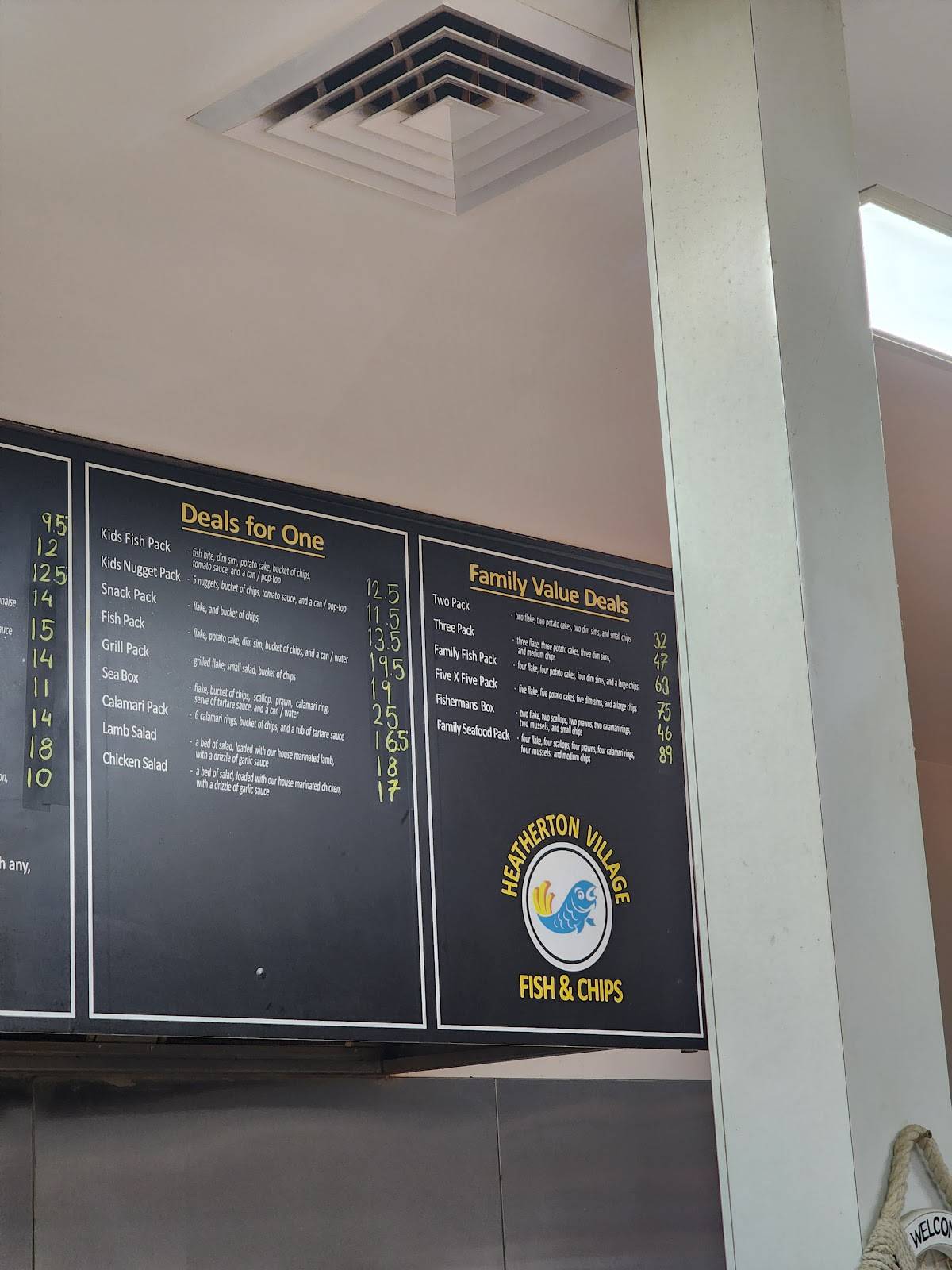 Menu at Heatherton Village Fish & Chips restaurant, Endeavour Hills