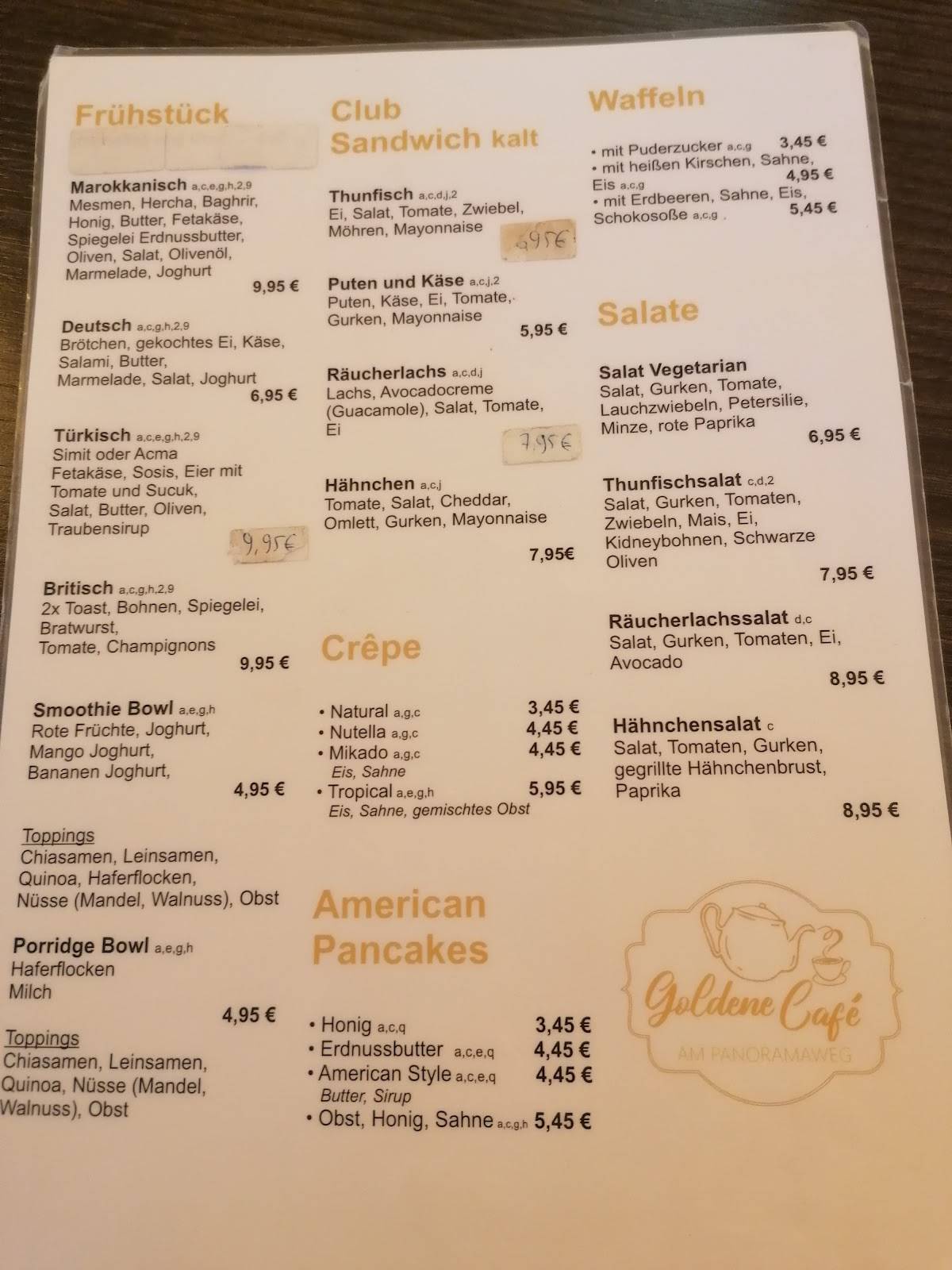 Speisekarte von Golden Café cafe, Heiligenhaus