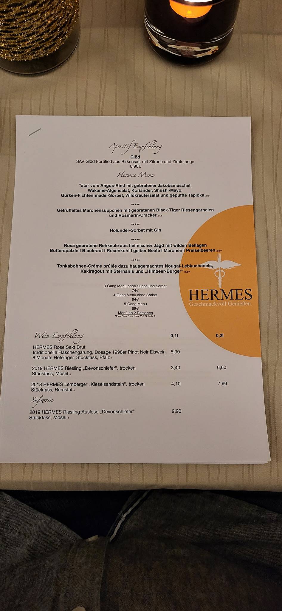Speisekarte von Restaurant Hermes, Laupheim