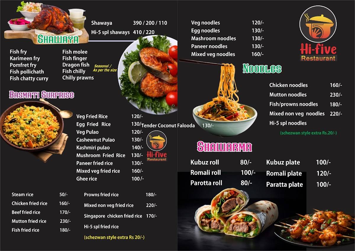 Menu at HI-FIVE RESTO & EVENTS, Vembayam