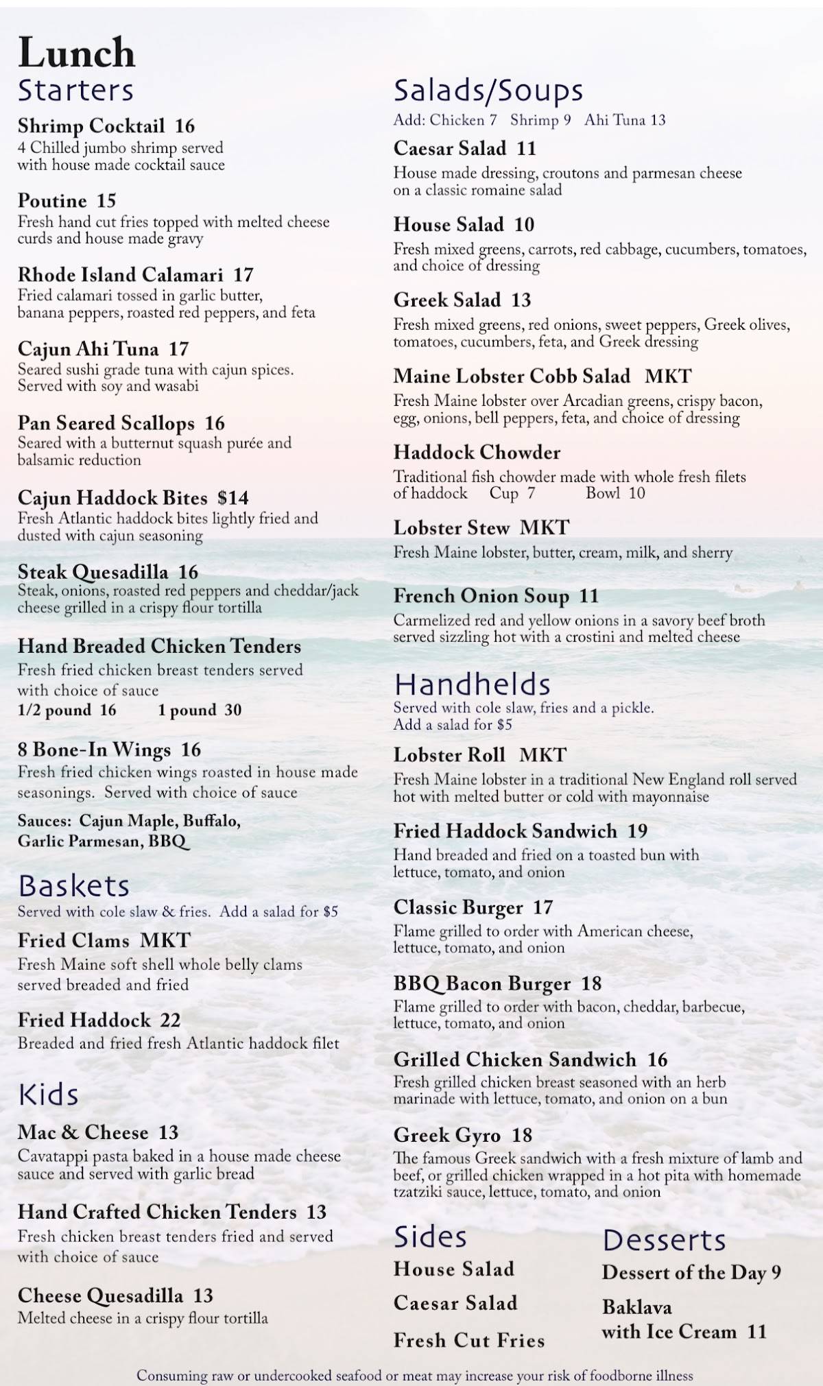 Menu at High Tide pub & bar, Rockland, 275 Main St