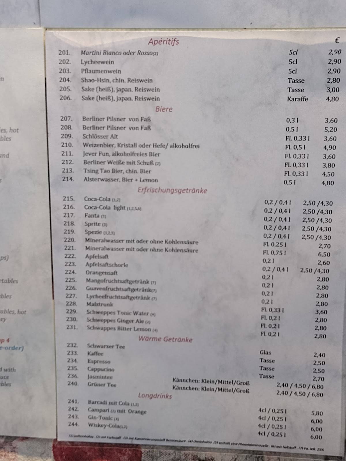 Speisekarte von Ho Lin Wah restaurant, Berlin