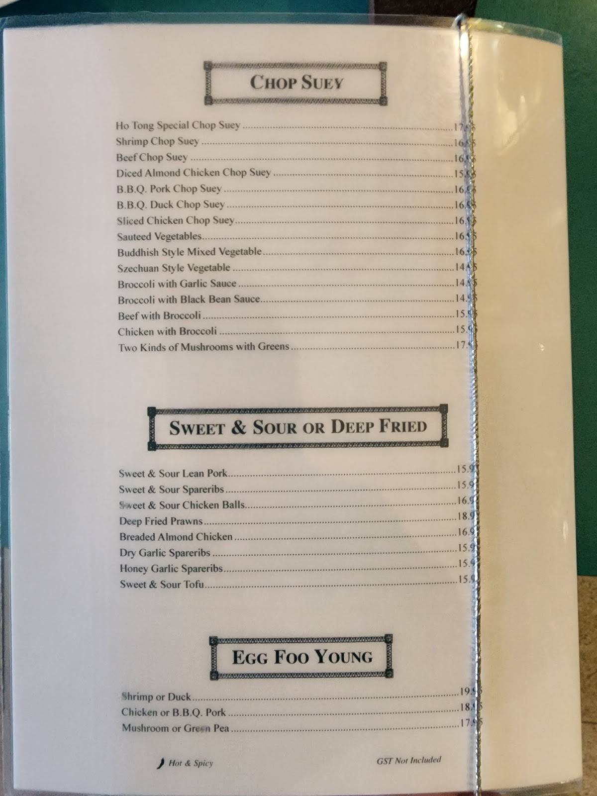Menu at Ho Tong Restaurant, Victoria, Douglas St Unit D