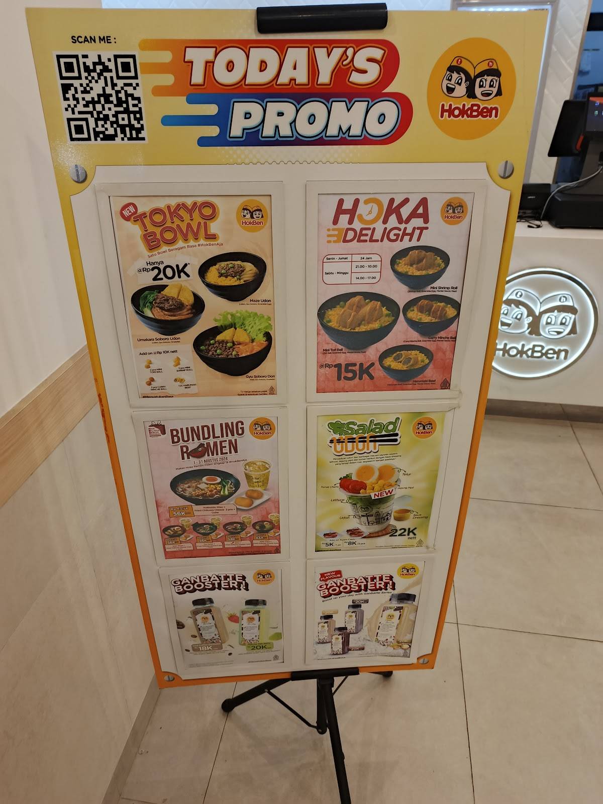 Menu at HokBen Ruko Pecenongan restaurant, Central Jakarta