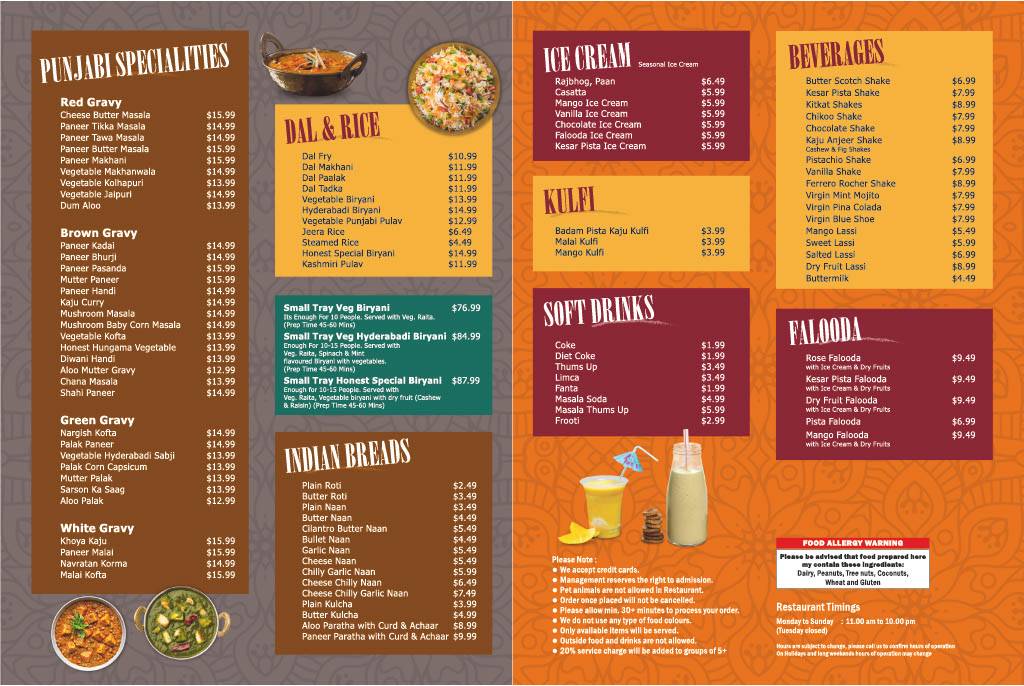 Menu at Aroma Indian Palace restaurant, Frederick