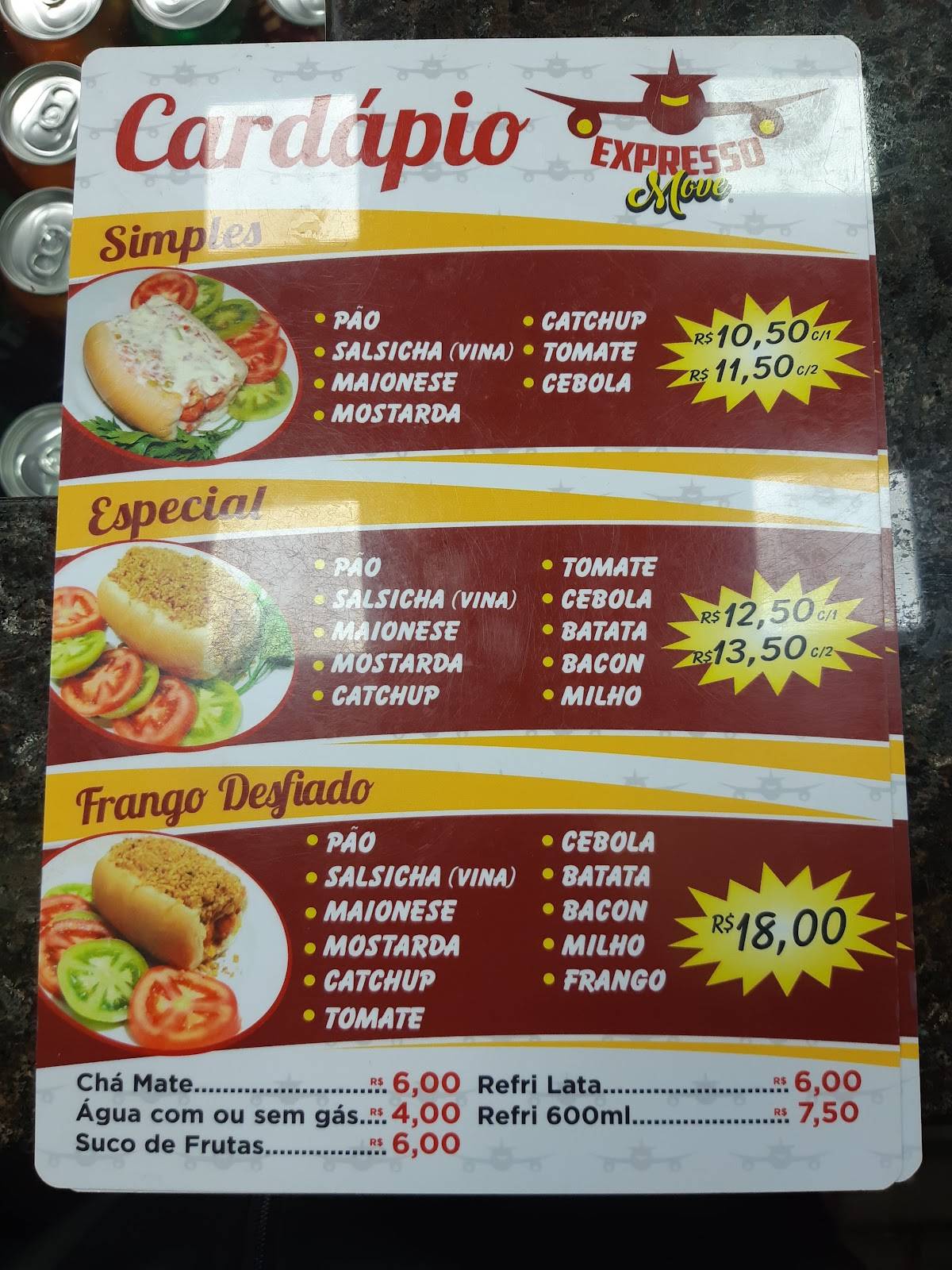 Menu em Hot Dog Expresso Move - Portão restaurante, Curitiba