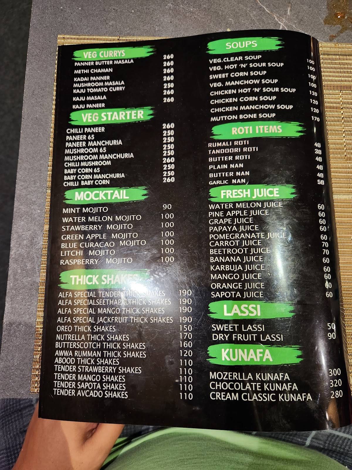 Menu at Hotel Alfa Arabian Food, Gannavaram